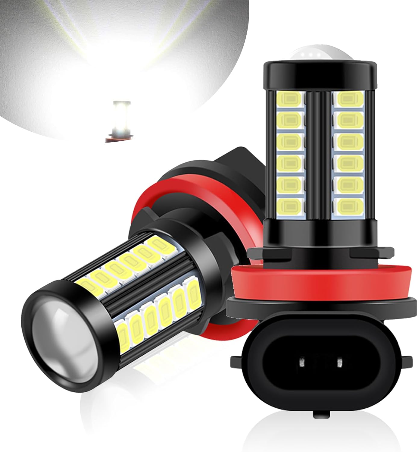 Pack-2 Car Led Bulbs, 360 Degrees Lighting, 6000K Fog Lights, Daytime ...