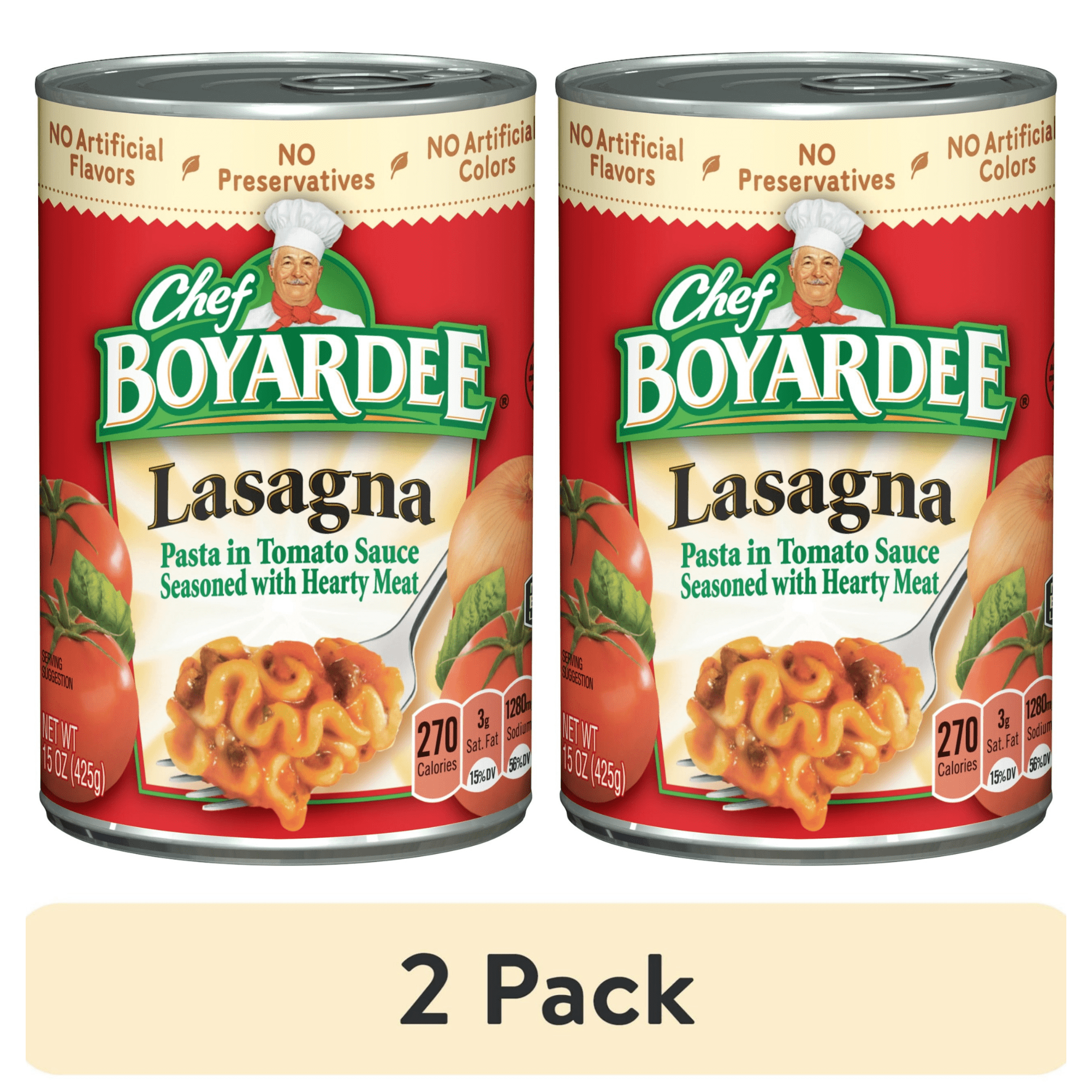 (Pack 2) Chef Boyardee Lasagna in Tomato Sauce Seasoned with Meat ...