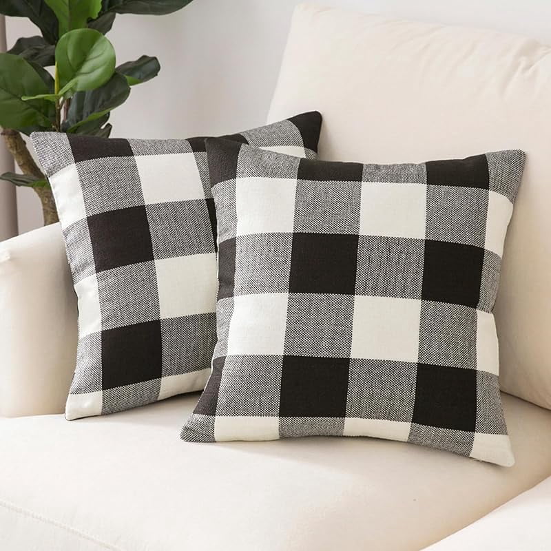 Pack of 2 Christmas Buffalo Check Throw Pillow Covers Plaids Farmhouse ...