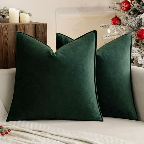 Pack of 2 Christmas Decorative Velvet Throw Pillow Cover Soft ...