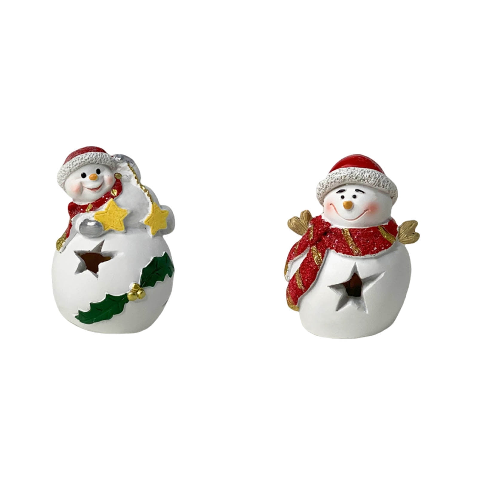 Pack of 2 Christmas Snowman Decor Christmas Figurines Resin Snowman ...