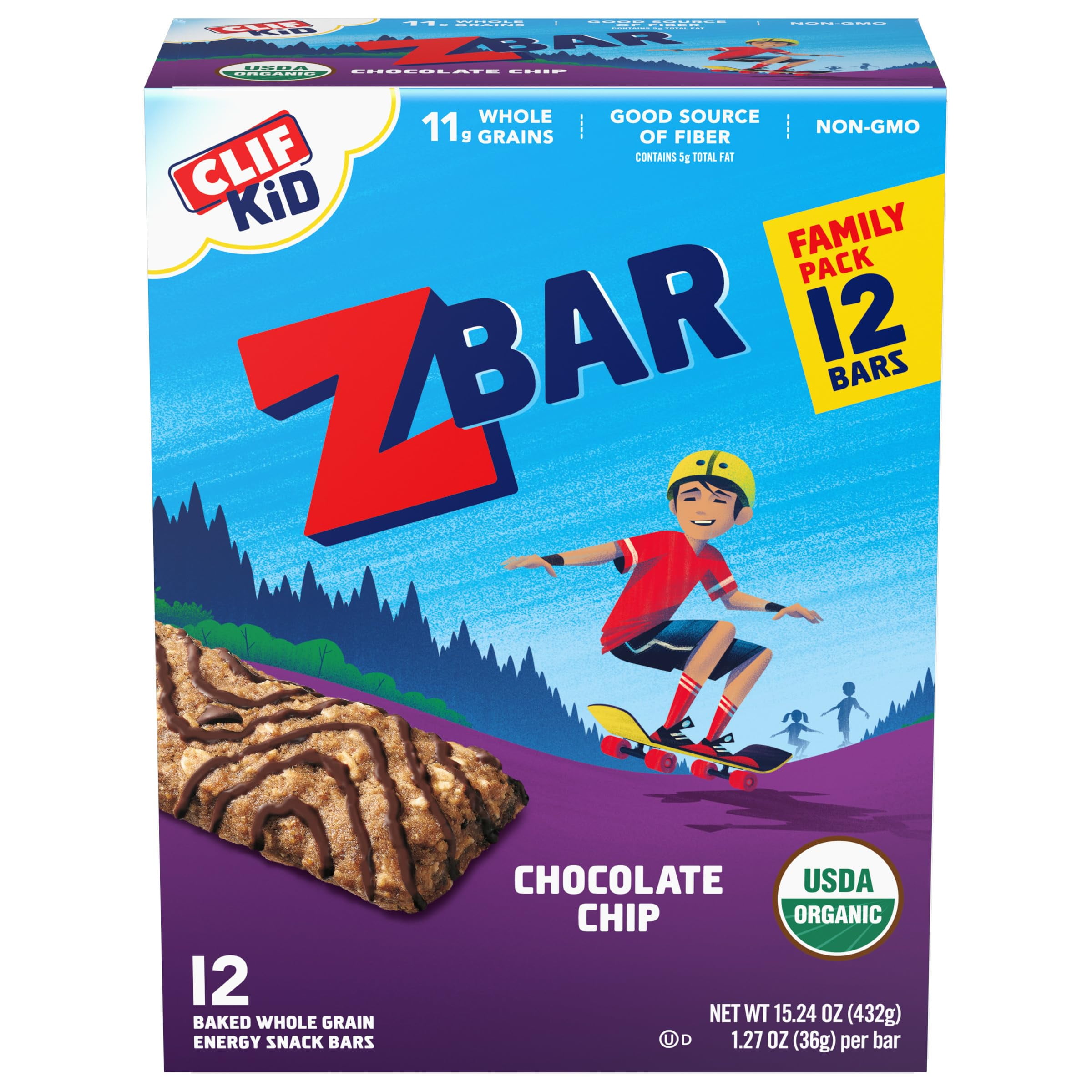 Pack of 2 - Clif Kid Zbar - Chocolate Chip - Soft Baked Whole Grain ...