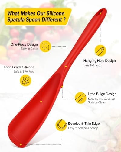 Pack of 2 Cooking Spoons for Non Stick Cookware, Multifunction Spatula ...