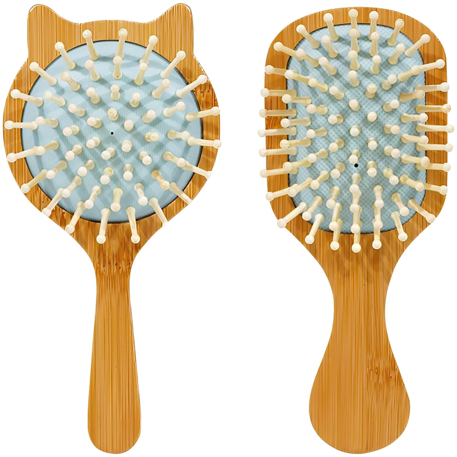 Pack of 2 Cute Hair Brushes Mini Travel Bamboo Hair Brush with Bamboo ...