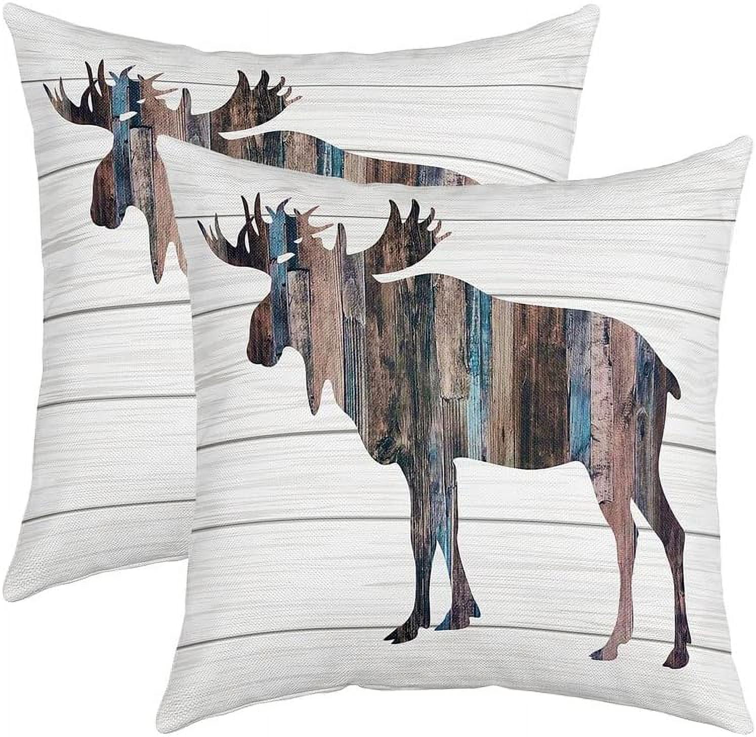 Pack of 2 Cute Moose Decorative Throw Pillow Covers, Soft Deer Hunting ...