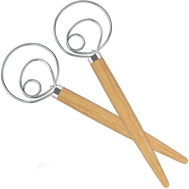 Pack of 2 Danish Dough Whisk,Wooden Danish Whisk for Dough with ...