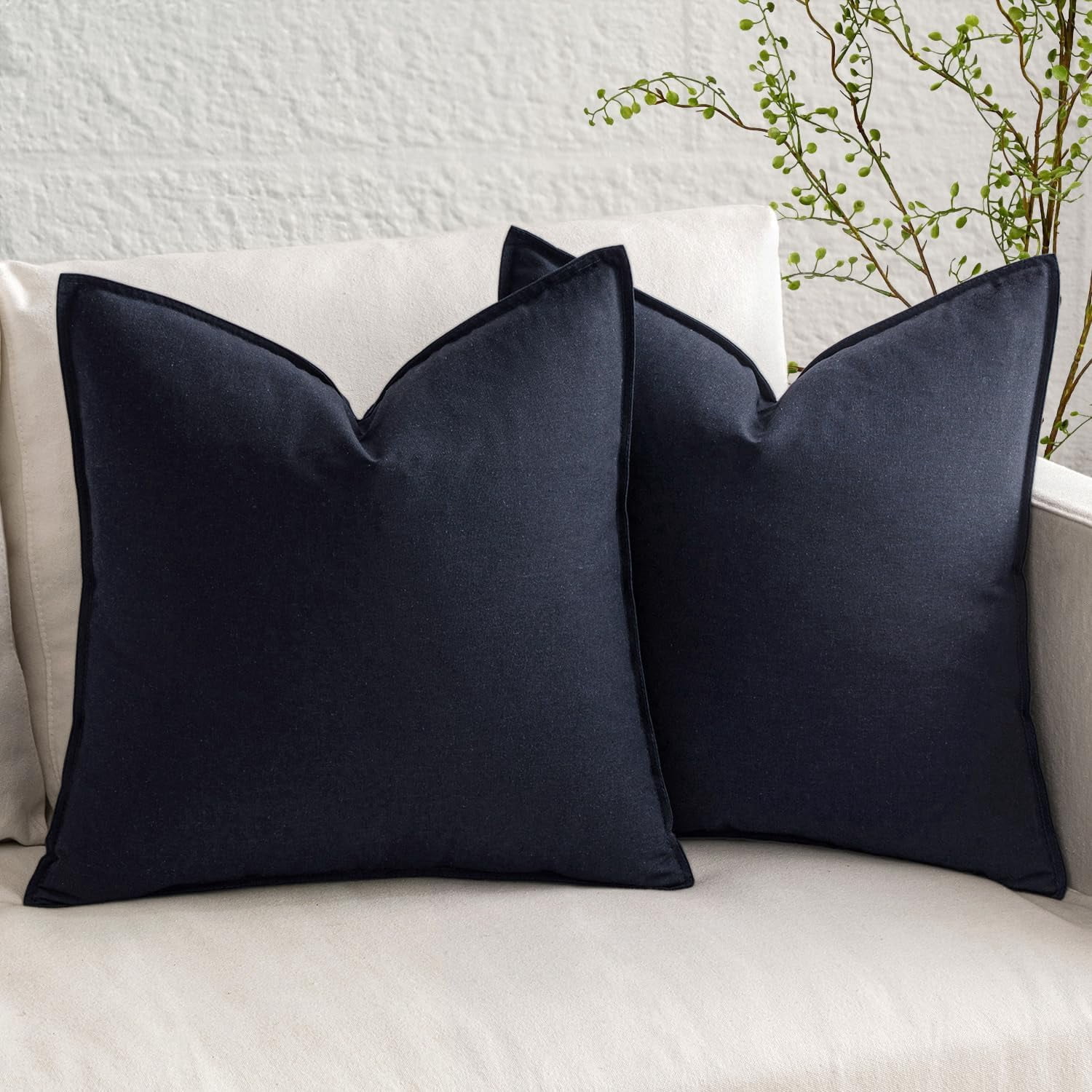 Pack of 2 Decorative Linen Pillow Covers Boho Farmhouse Modern Soft ...