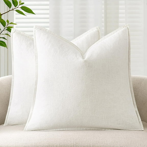 FUGee-Pack of 2, Decorative Linen Soild Throw Pillow Covers Soft Accent ...