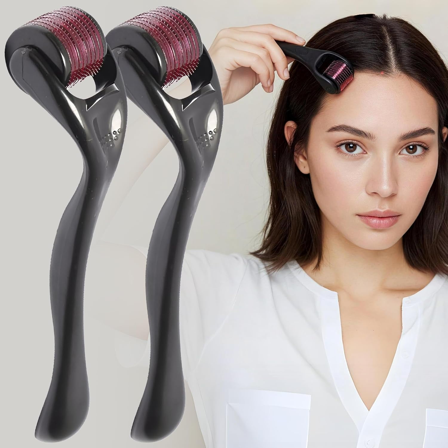 Pack of 2 Derma Roller 05mm Titanium Needles Hair Regrowth For Men ...