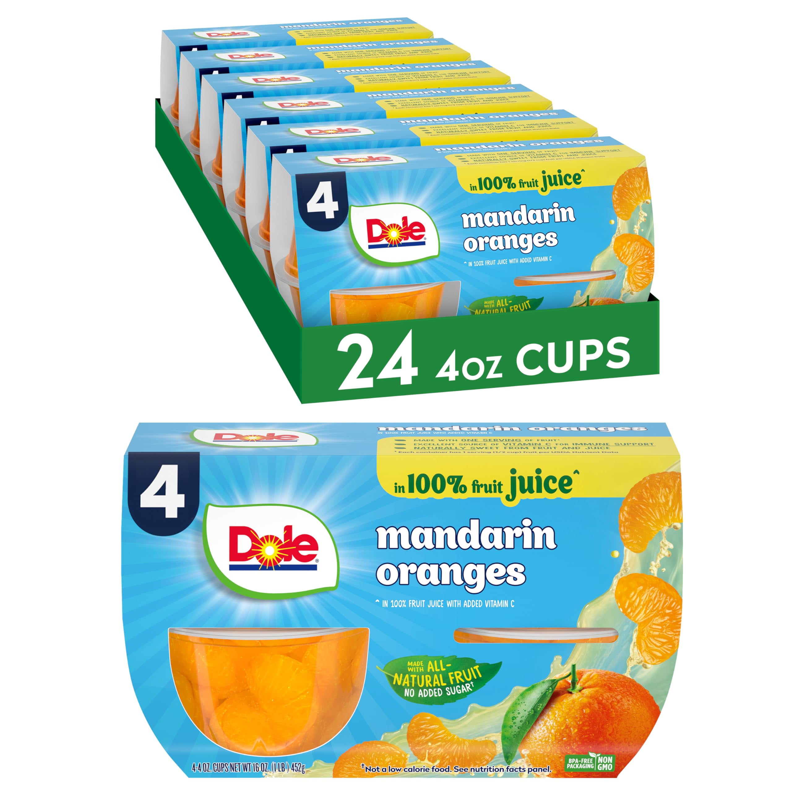 Pack of 2 - Dole Fruit Bowls Mandarin Oranges In 100% Juice Snacks, 4Oz ...