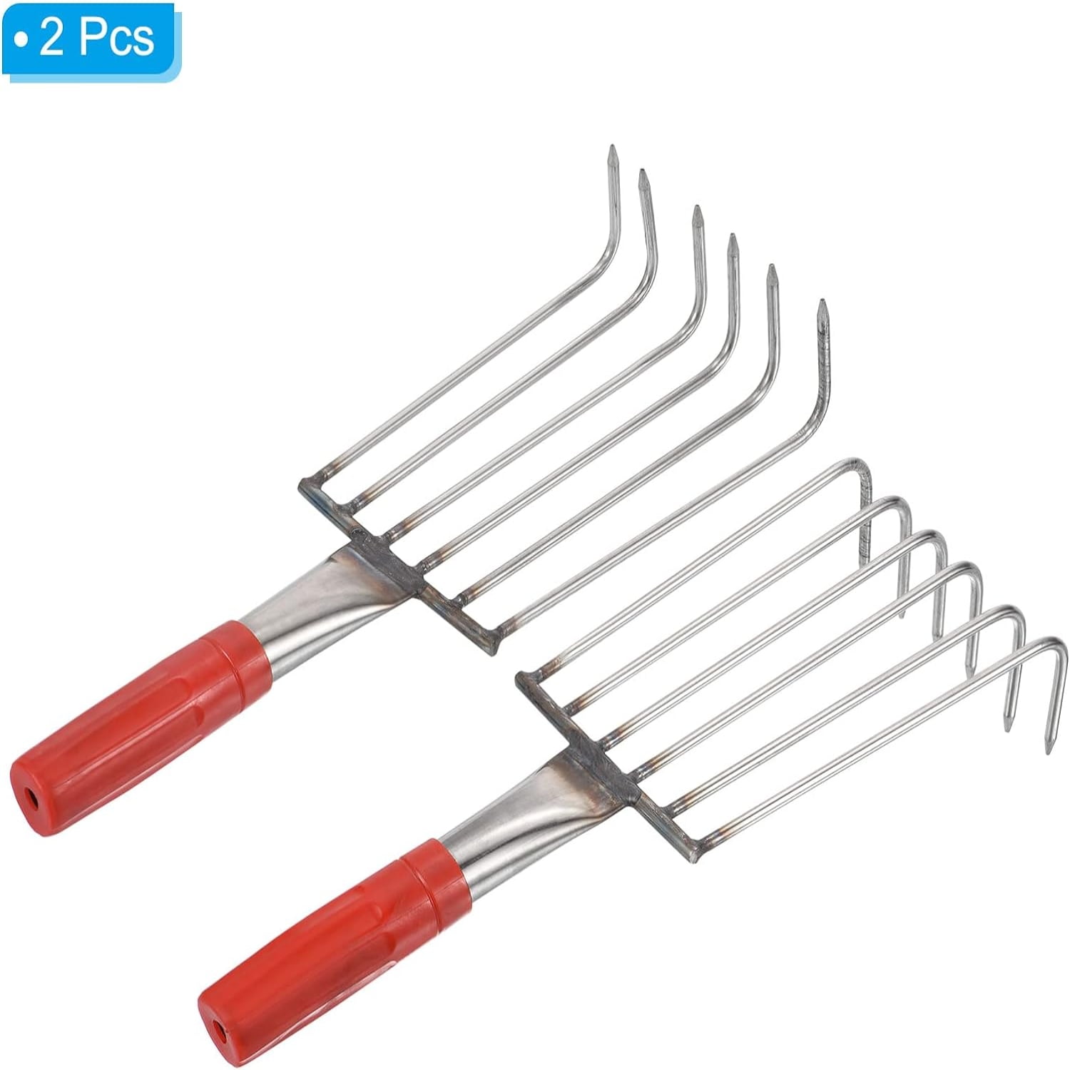 Pack of 2 Ergonomic 13 Inch Hand Rakes for Garden Heavy-Duty 6-Tooth ...