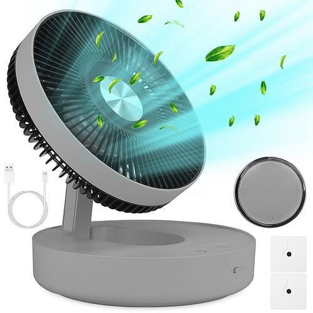 [Pack of 2] Foldable Rechargeable LED Desk Fan Wall Mounted Fan with ...