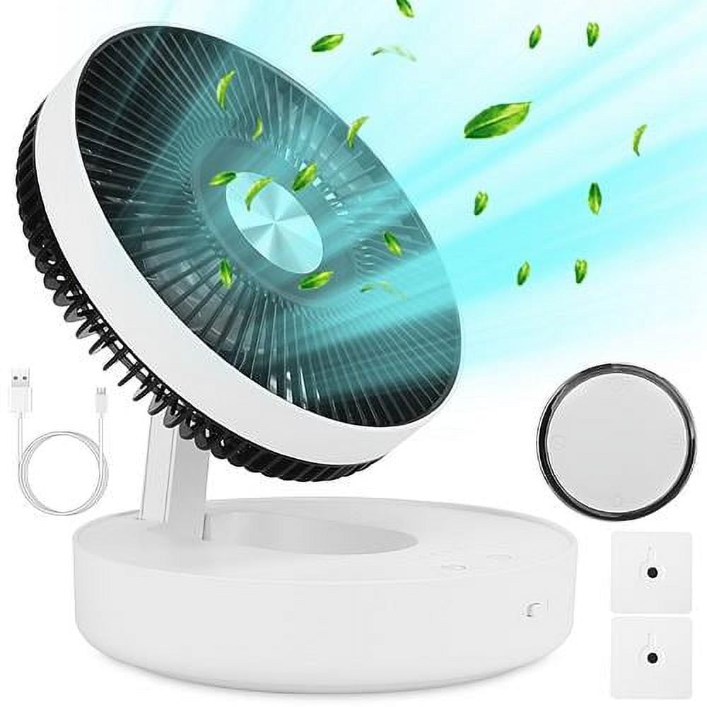 [Pack of 2] Foldable Rechargeable LED Desk Fan Wall Mounted Fan with ...
