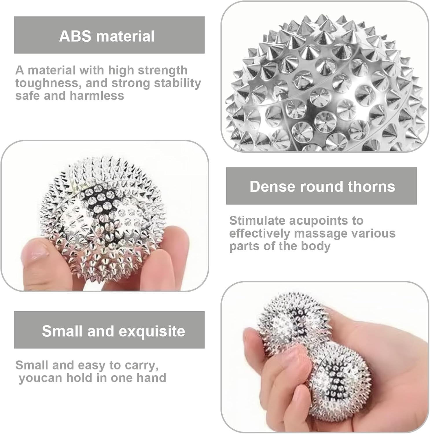 Pack of 2 Foot Massage Ball, Hard Acupressure Skill Ball, Skills Stress ...