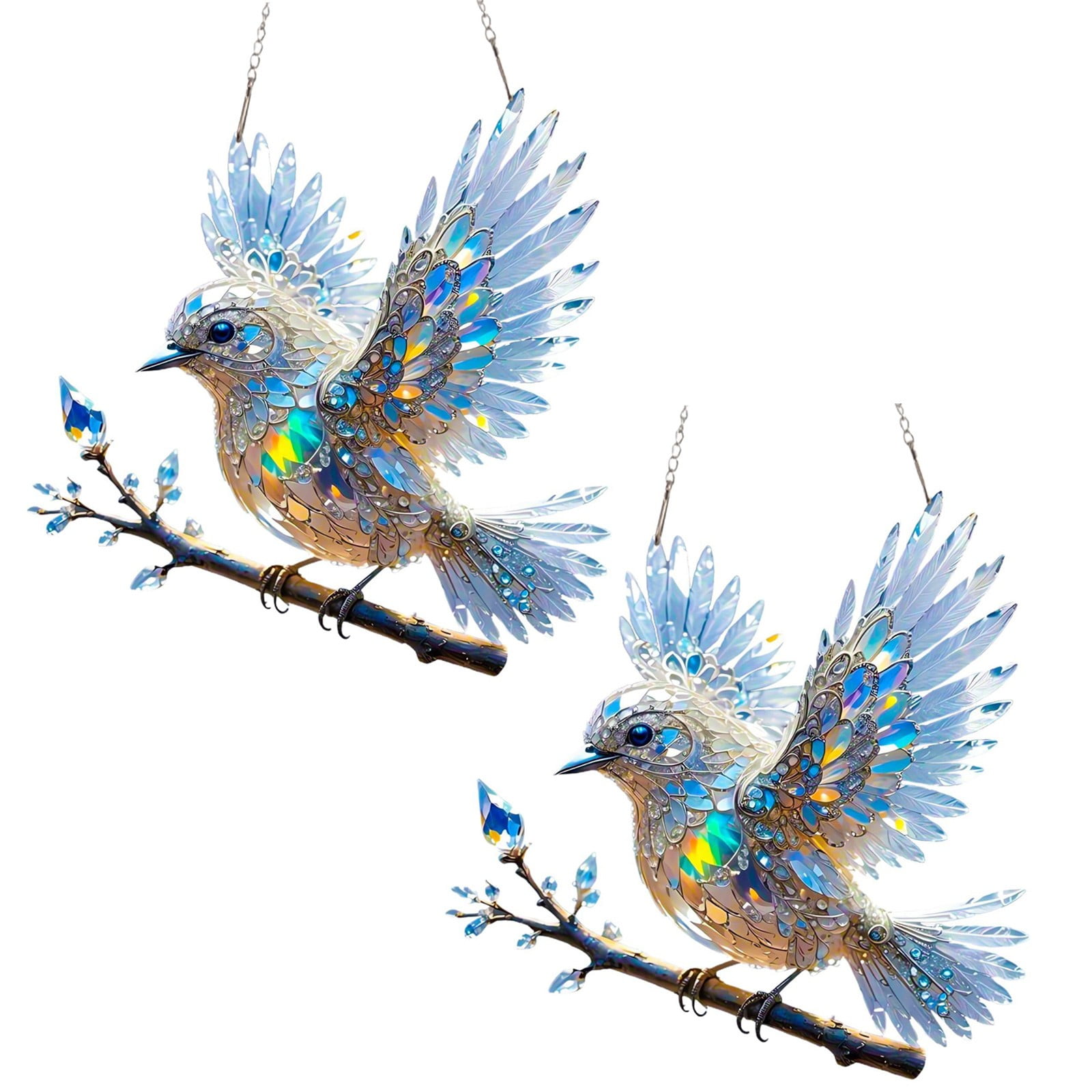 Pack of 2 Handmade Hummingbird Suncatcher - Stained Glass Window ...