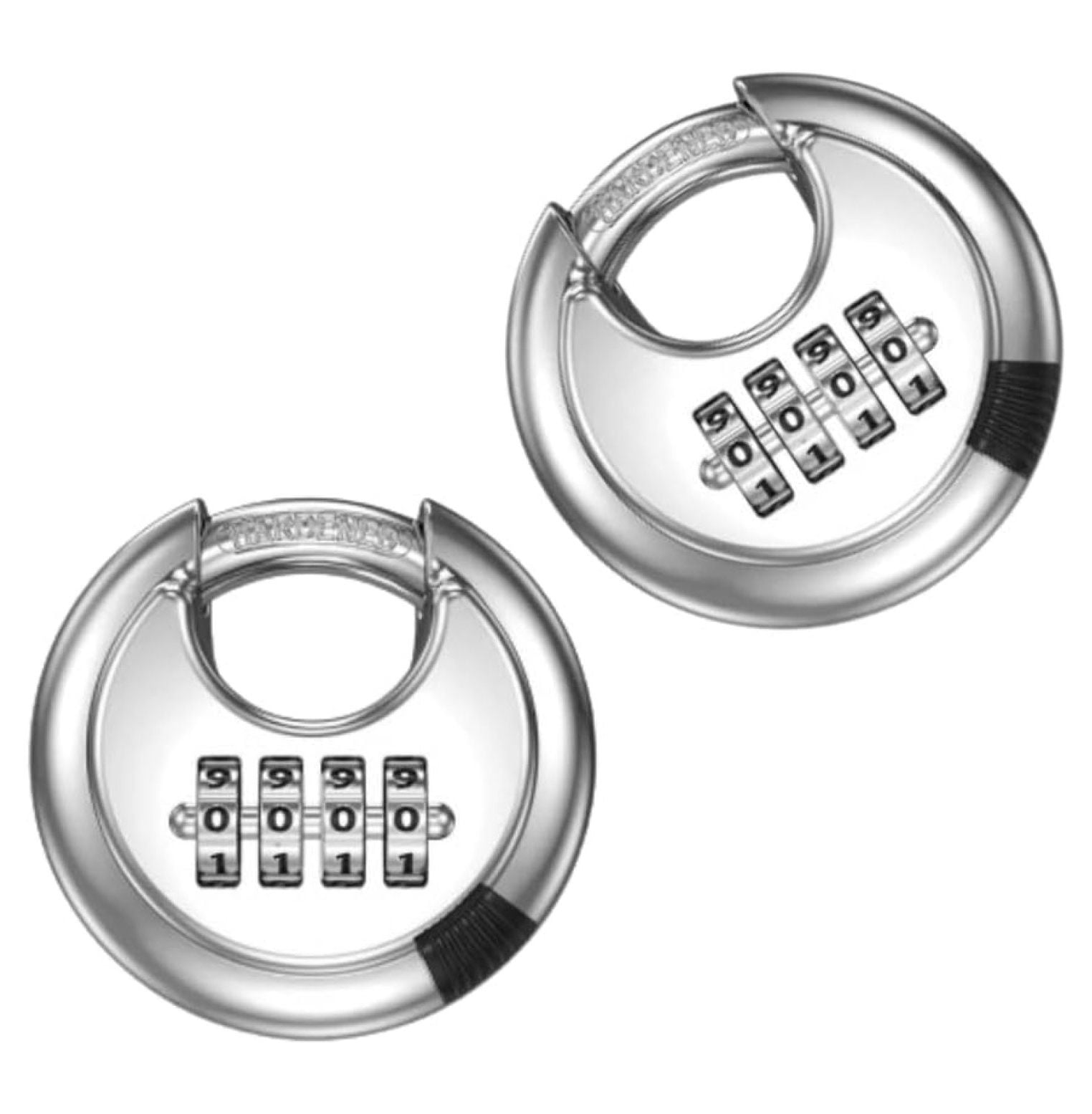 Pack of 2 KioJJp Stainless Steel 4-Digit Combination Discus Padlock ...