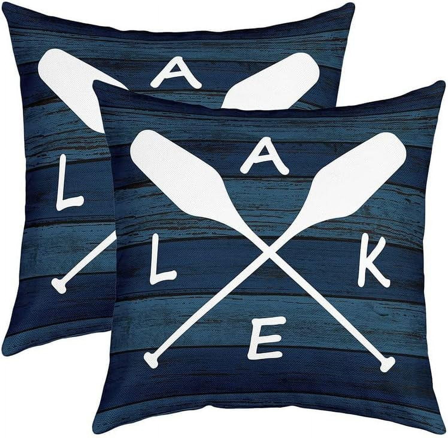 Pack of 2 Lake Rules Decorative Throw Pillow Covers, Soft Welcome to ...