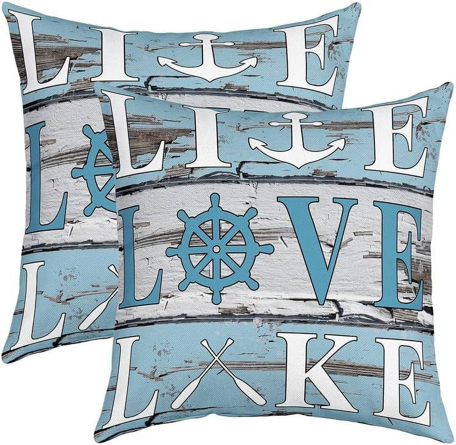 Pack of 2 Lake Rules Decorative Throw Pillow Covers, Soft Welcome to ...