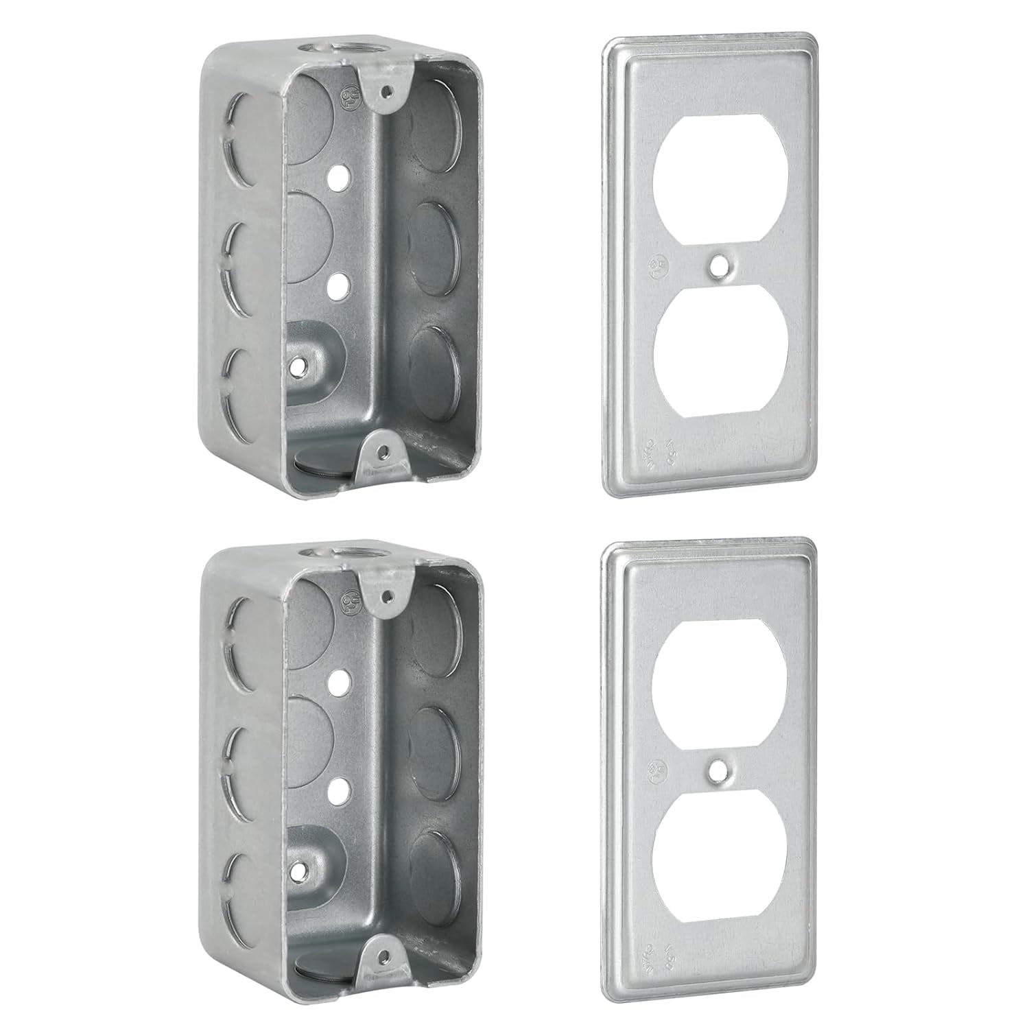 Pack of 2 Metal Outlet Box 4 inch 1-Gang,Thickness 1.6mm,Electrical ...