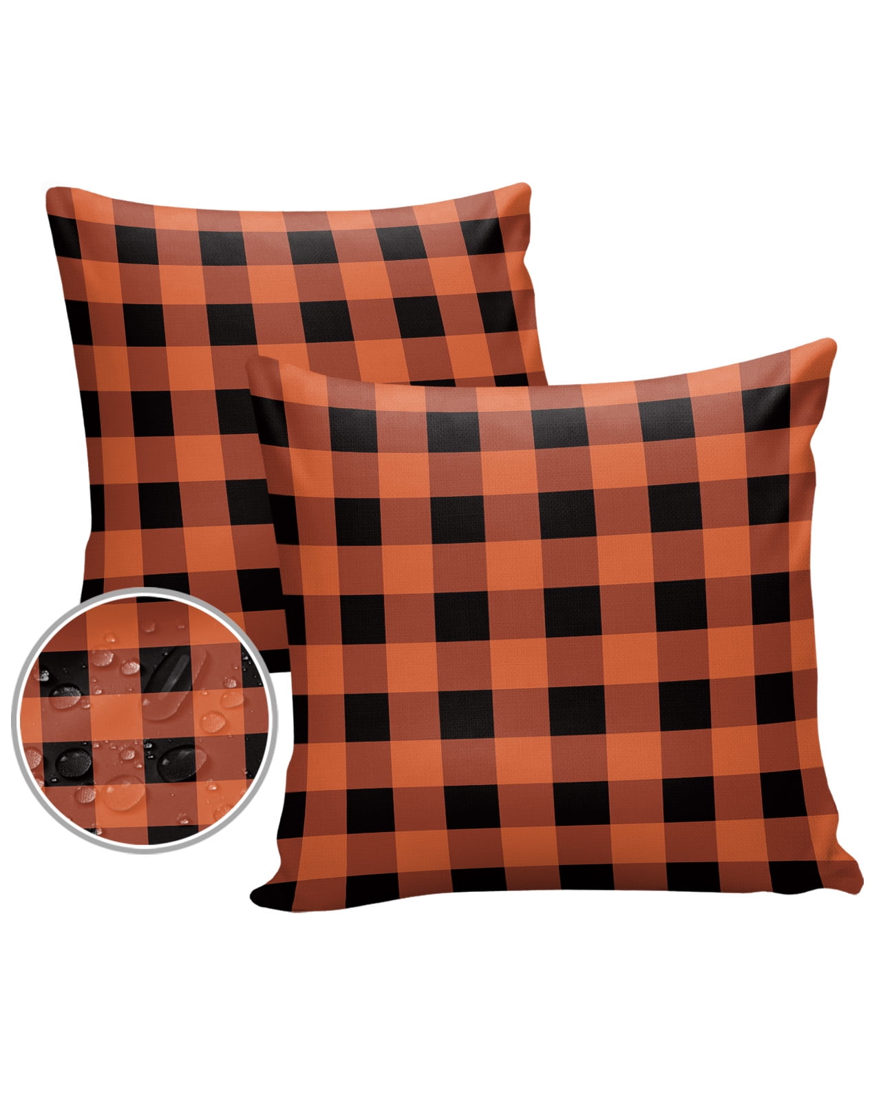 Pack of 2 Outdoor Pillow Covers, Orange and Black Gradient Plain Simple ...