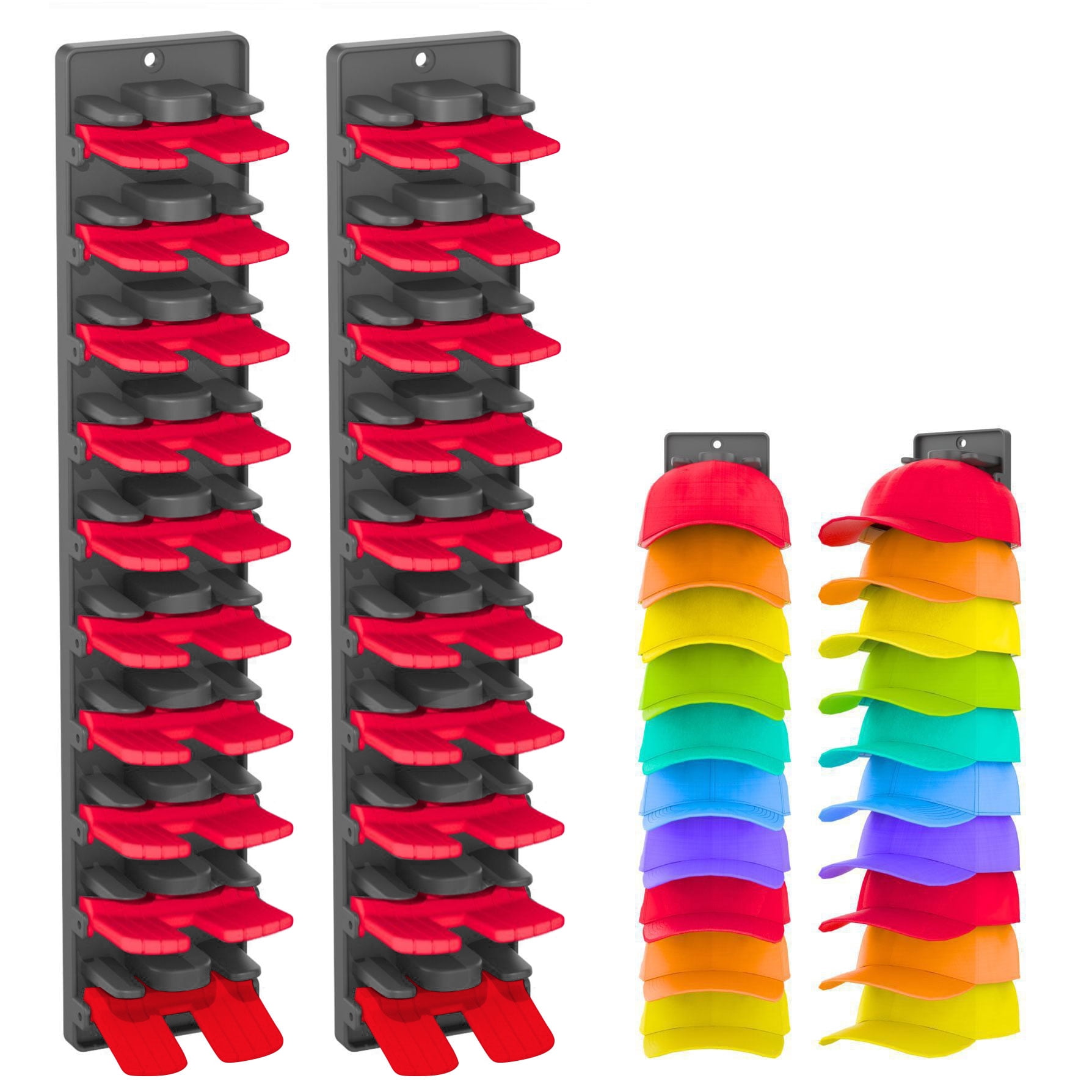 Pack of 2 Red Baseball Cap Holders with Spring Clip Technology Holds 20 ...