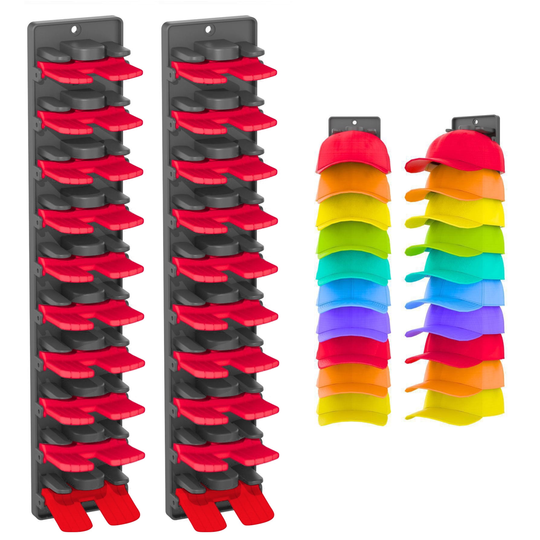Pack of 2 Red Baseball Cap Holders with Spring Clip Technology Holds 20 ...