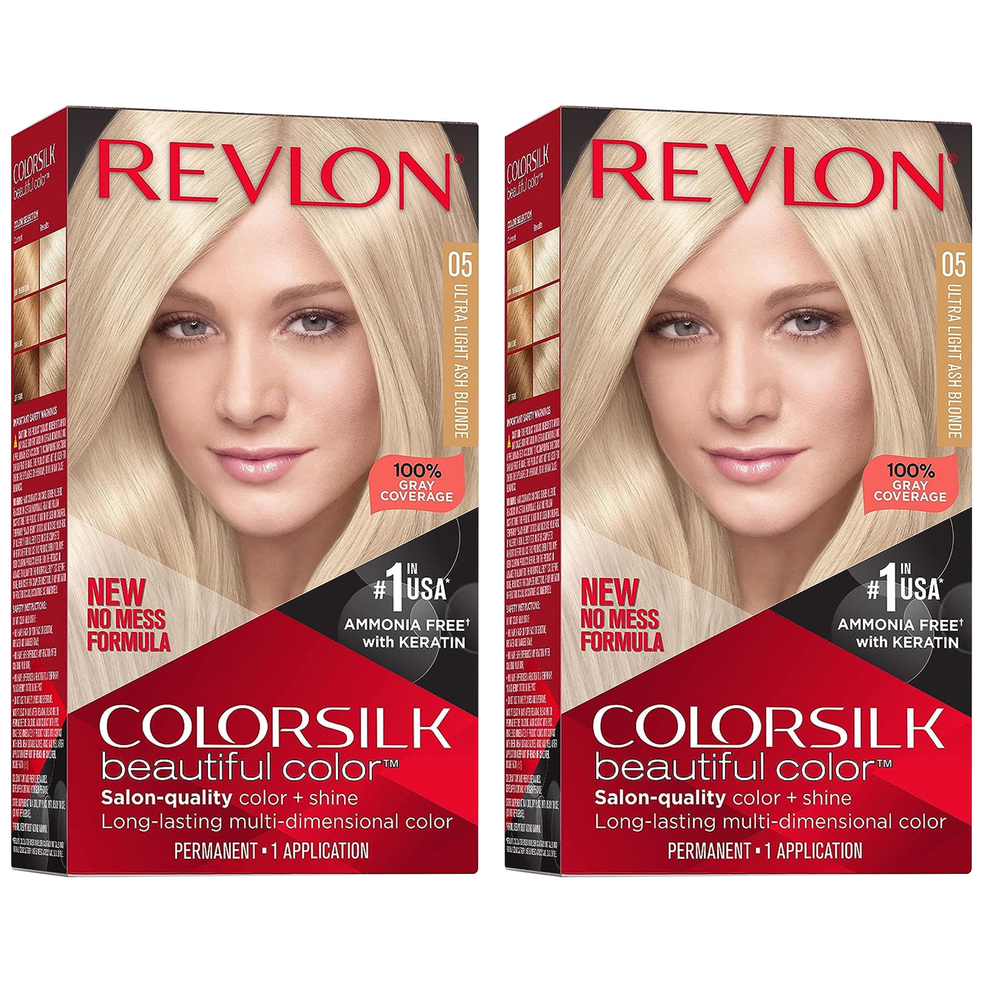 Revlon Colorsilk Permanent Hair Dye, 2 Pack, Ultra Light Ash Blonde ...