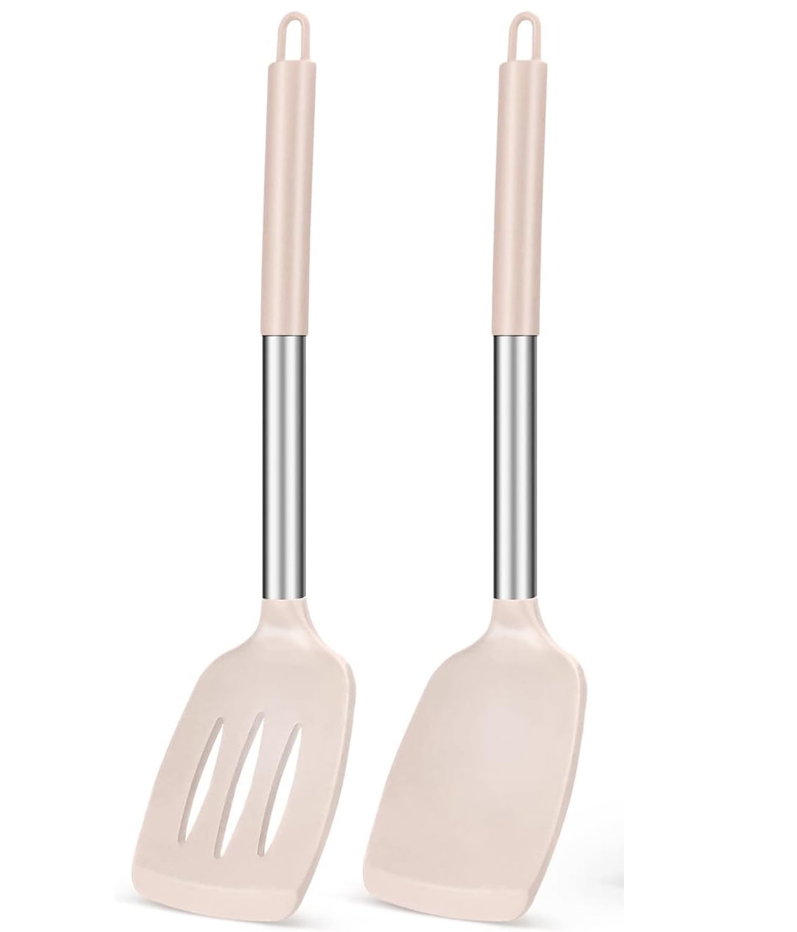 Pack of 2 Silicone Solid Turner,Non Stick Slotted Kitchen Spatulas,High ...