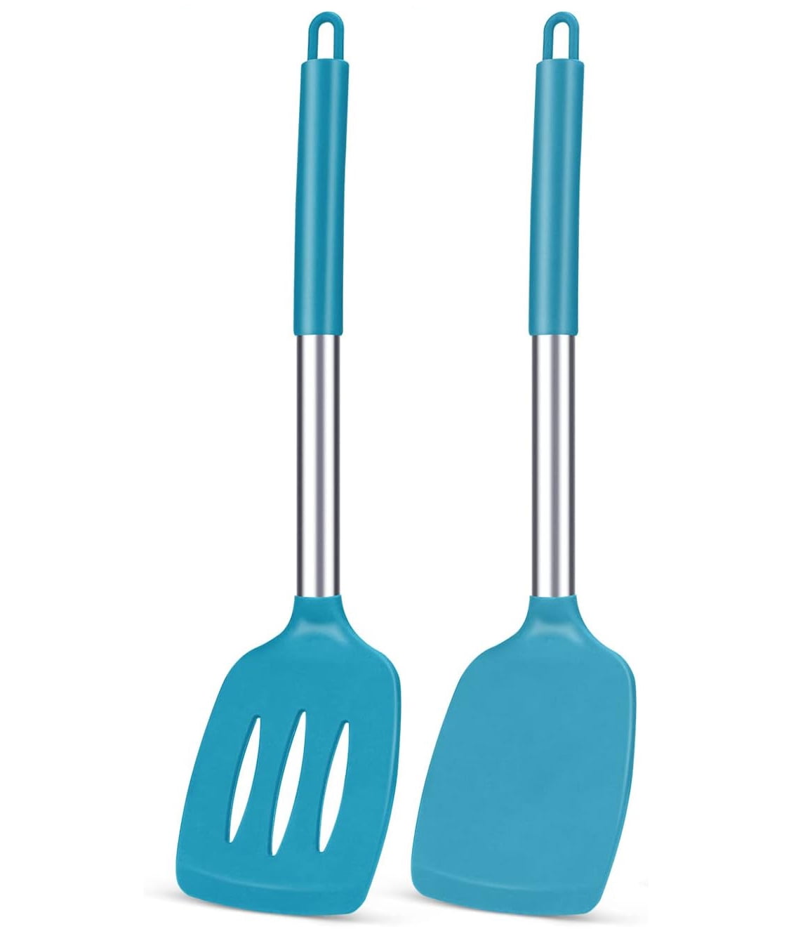 Pack of 2 Silicone Solid Turner,Non Stick Slotted Kitchen Spatulas,High ...