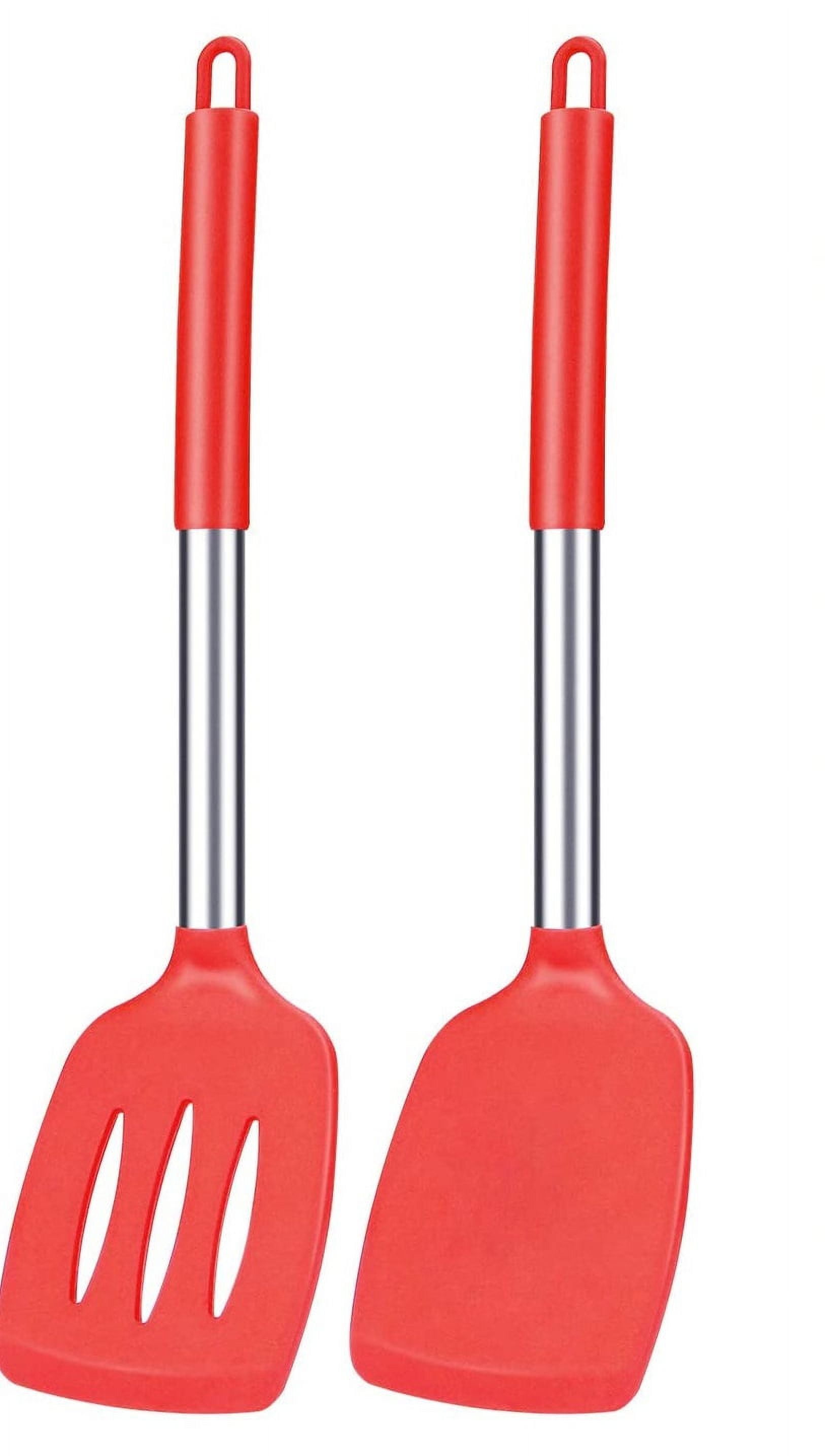 Pack of 2 Silicone Solid Turner,Non Stick Slotted Kitchen Spatulas,High ...