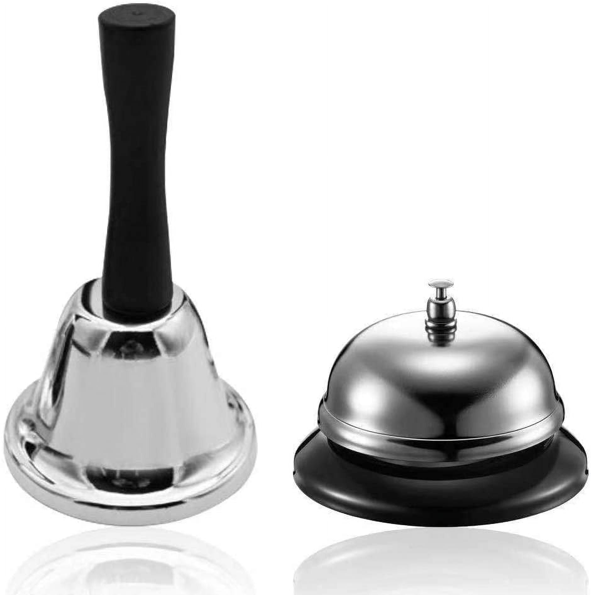 Pack of 2, Stainless Steel Hand Bell and Call Bell, 3 Inch Hand Bell ...