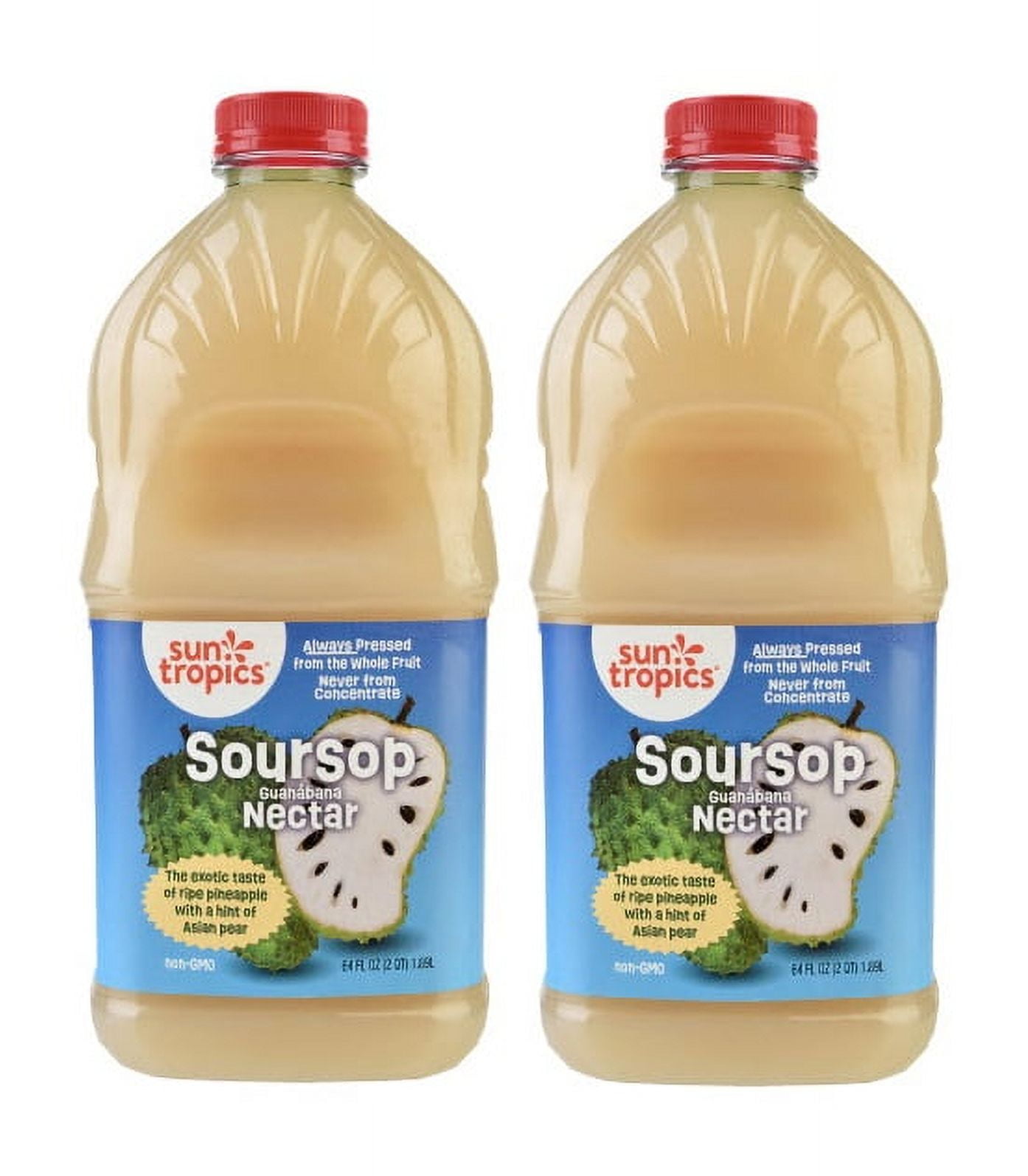 Pack 2, Sun Tropics Soursop Juice, Guanabana Fruit Puree 64 FL Each ...