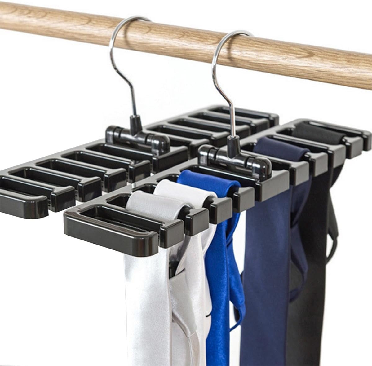 Pack of 2 Tie Belt Organizer Storage Rack, Multifuction Rotating Ties ...