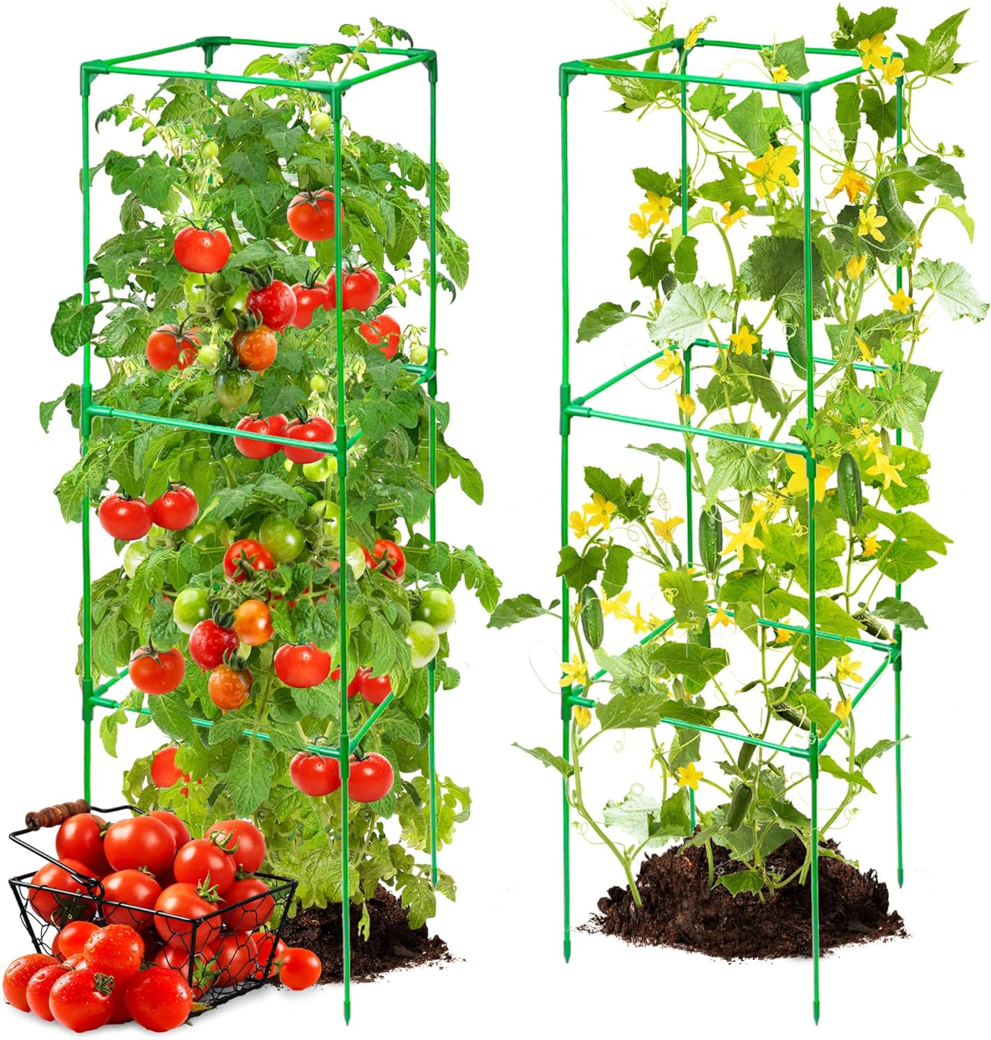 Pack 2 Tomato Trellis Plant Stand Made by Fiberglass Pole,47 Inches ...
