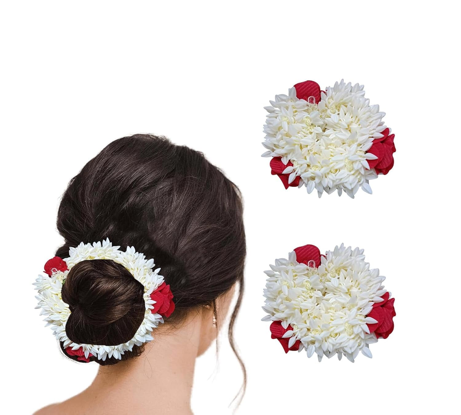 (Pack Of 2) Traditional Indian Hair and Hand accessories White Gajra ...