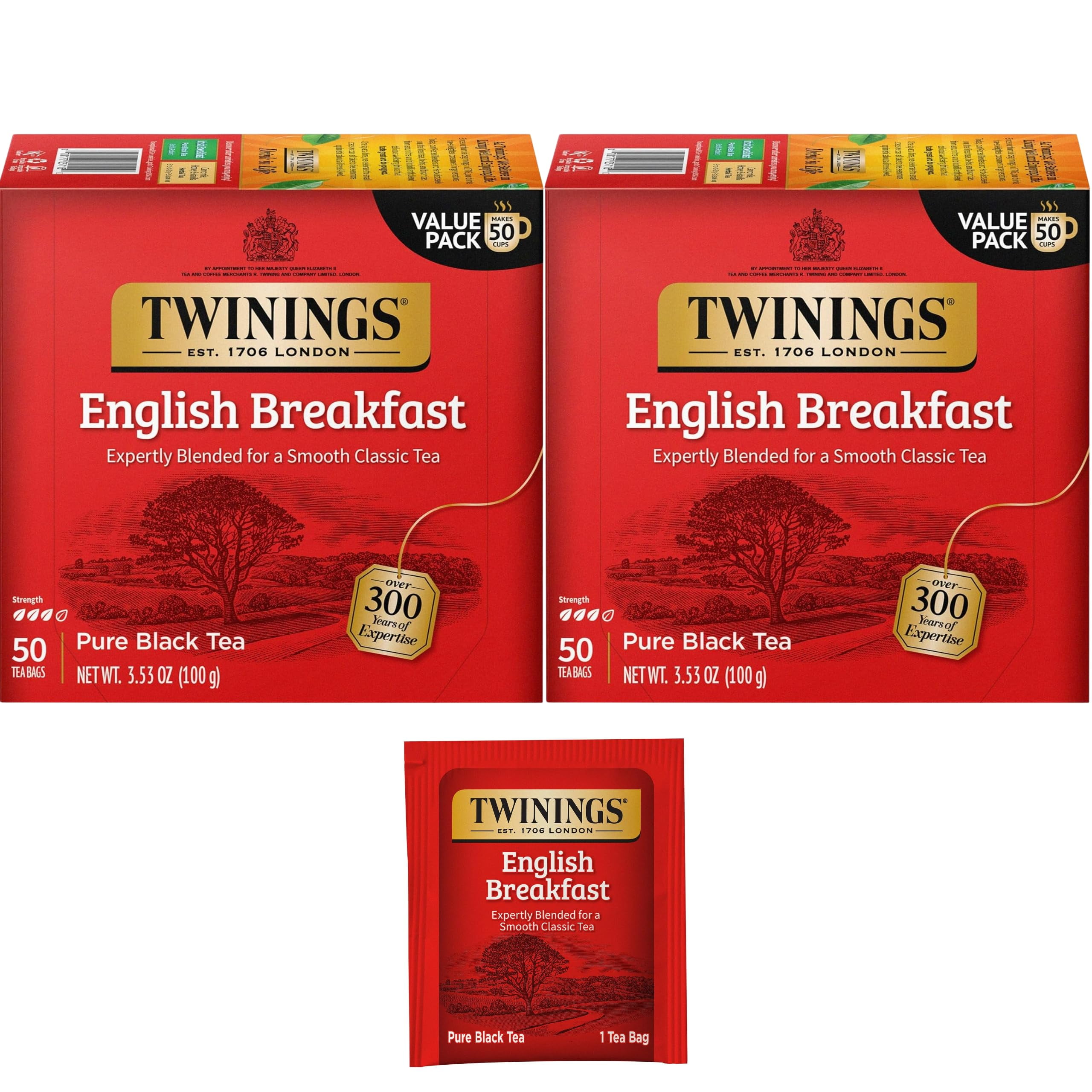 Pack of 2 - Twinings English Breakfast Individually Wrapped Tea Bags ...