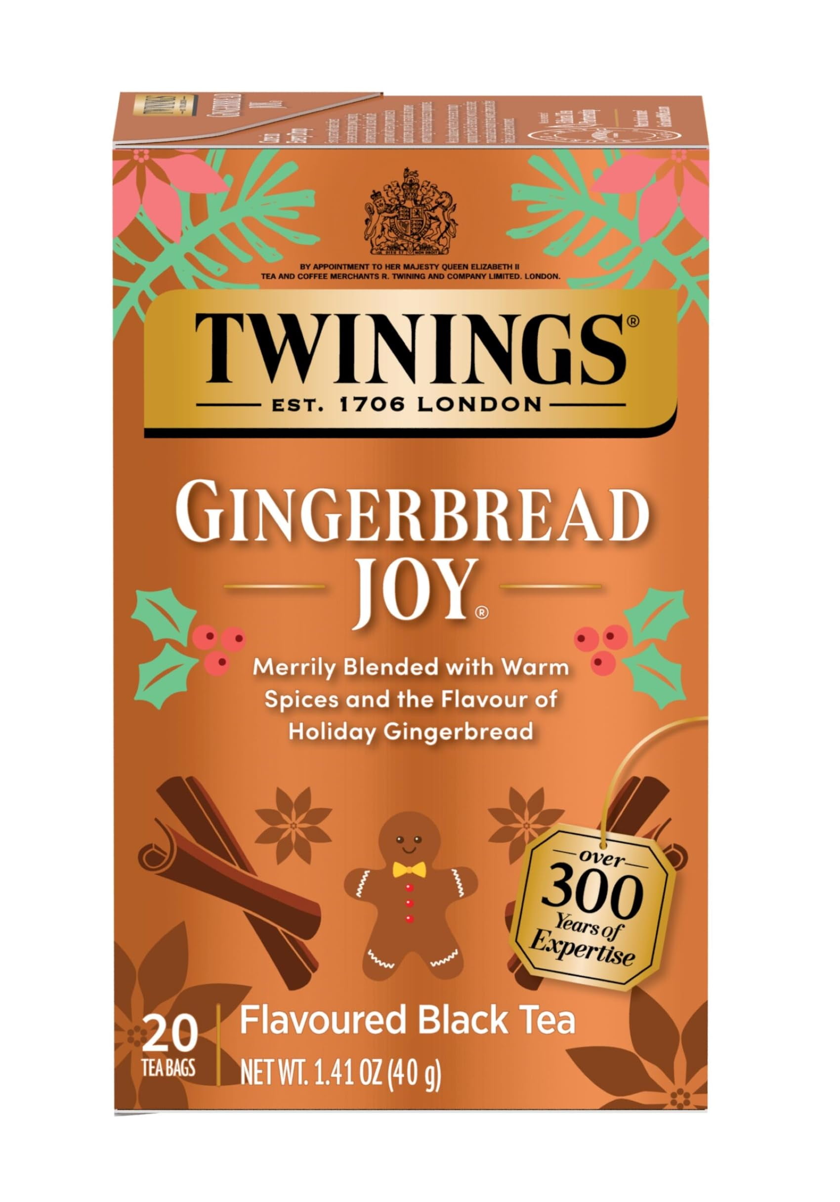 Pack of 2 - Twinings Gingerbread Joy Black Tea Individually Wrapped ...
