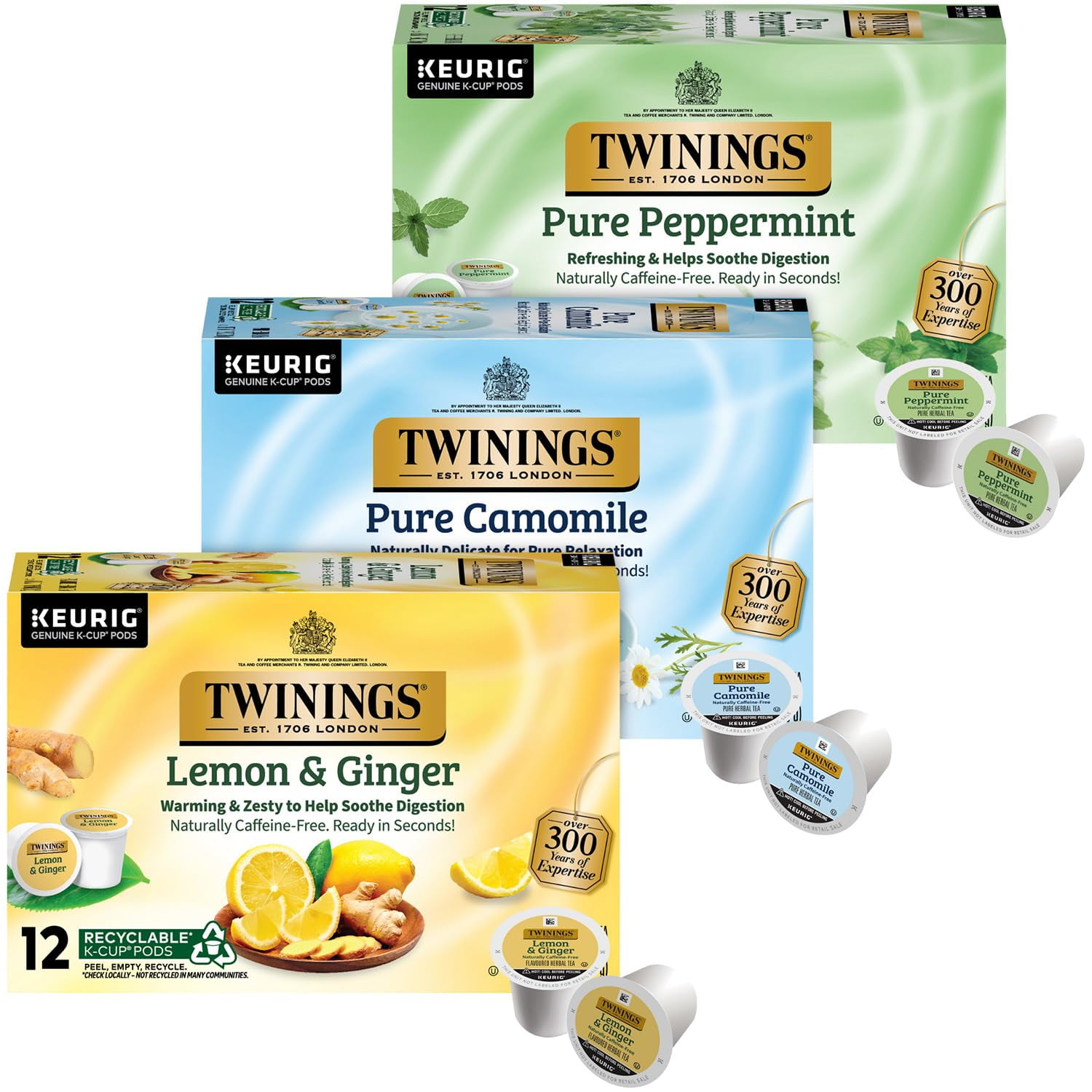 Pack of 2 - Twinings Herbal Tea K-Cup Pods For Keurig, Variety 3-Pack ...