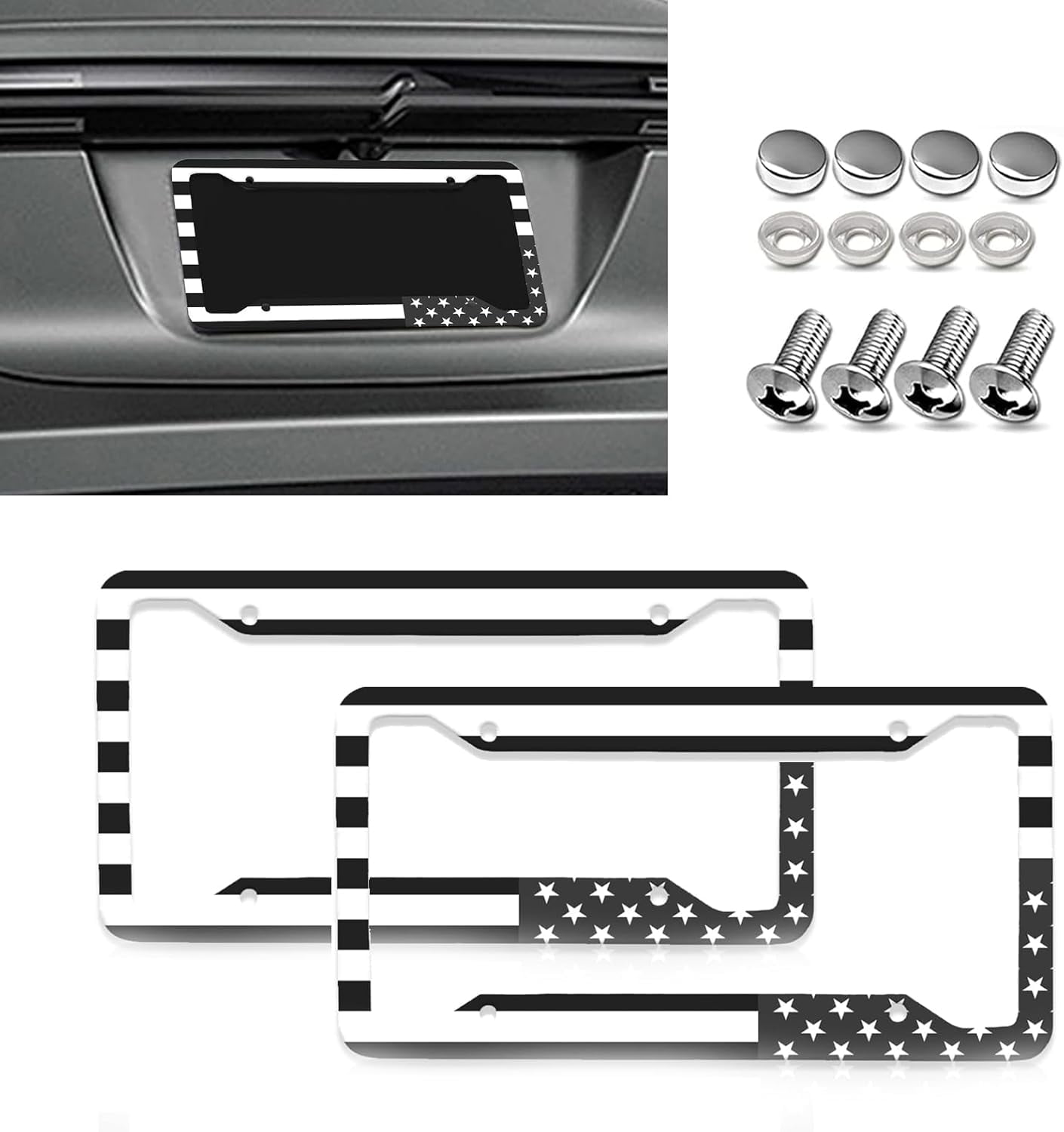 Pack-2 Us License Plate Framework, Stainless Steel Car Tag Covers ...