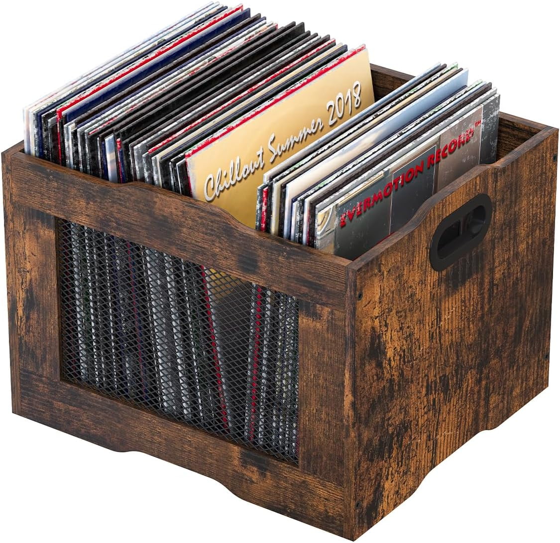 Pack of 2 Vinyl Record Storage Crate, Stackable LP Display Shelf, Heavy ...