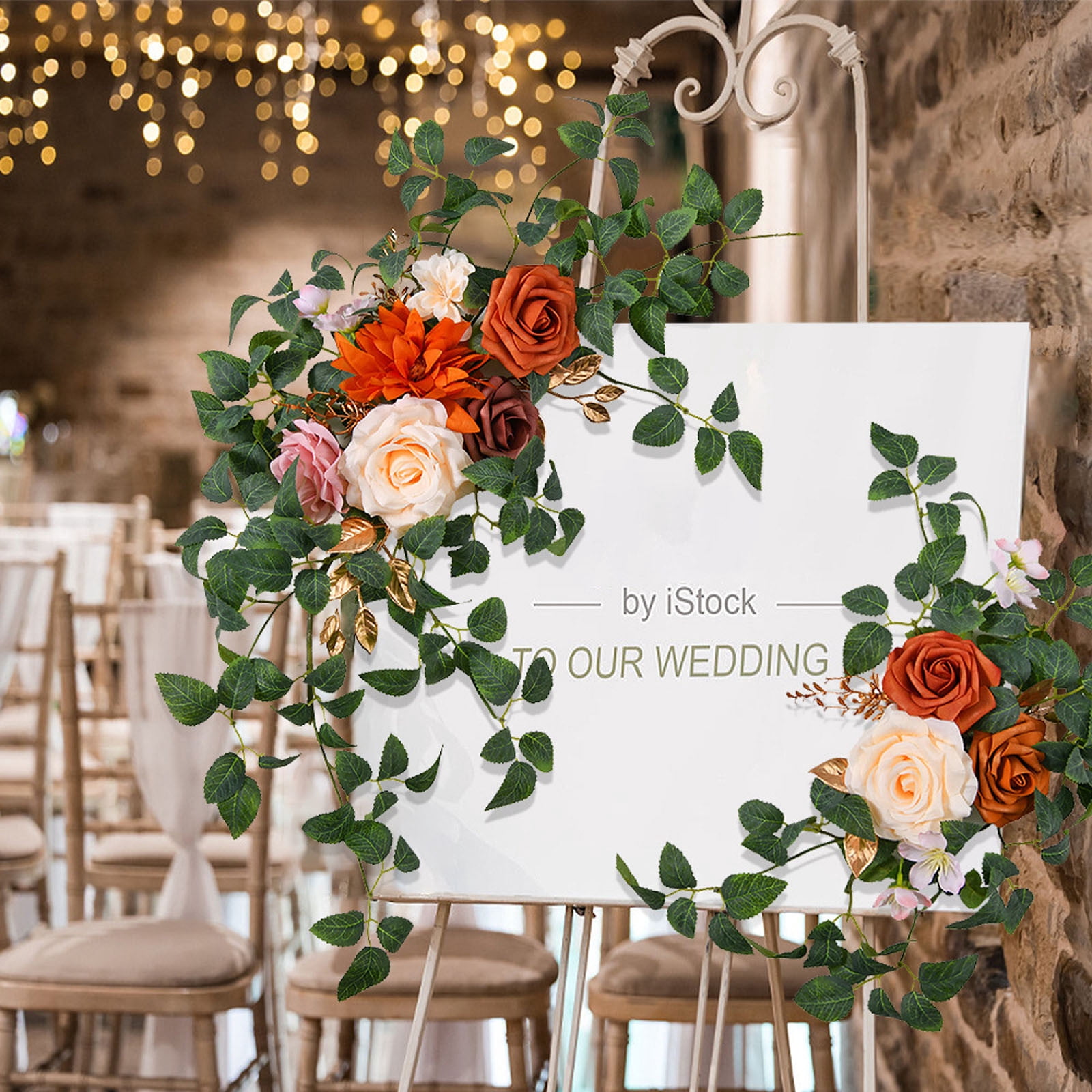 Pack of 2 Wedding Arch Rose Decorations for Party, Artificial Flowers ...