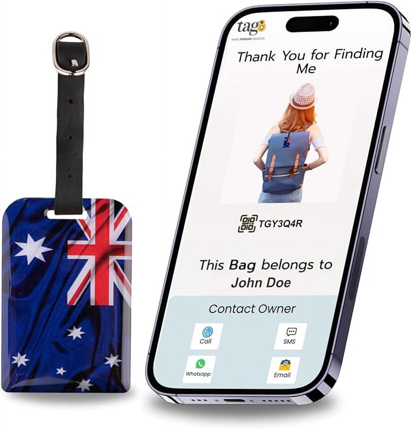 [Pack 2] tag8 Australia Flag Tag Smart Bag tag |Trendy Luggage tag ID ...