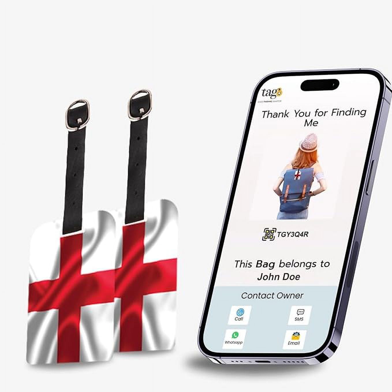 [Pack 2] tag8 England Flag Tag Smart Bag tag |Trendy Luggage tag ID ...