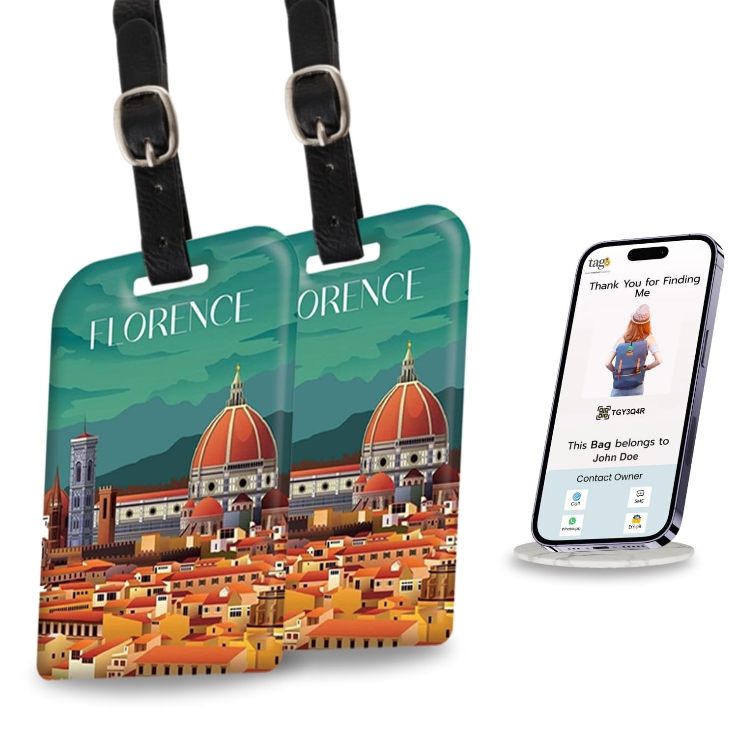 [Pack 2] tag8 Florence Smart Bag Luggage tag |Trendy Luggage tag ID ...