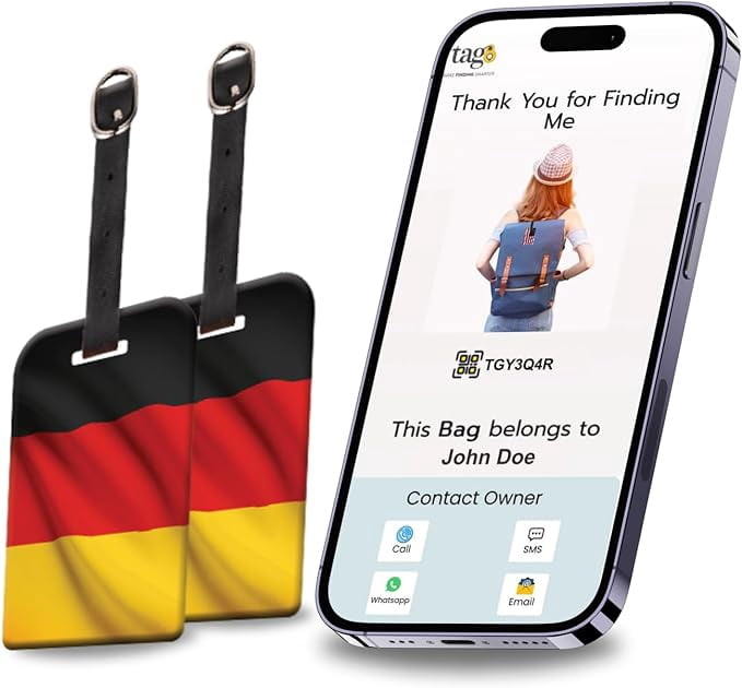 [Pack 2] tag8 Germany Flag Tag Smart Bag tag |Trendy Luggage tag ID ...