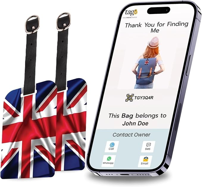 [Pack 2] tag8 Great Britain Flag Tag Smart Bag tag |Trendy Luggage tag ...