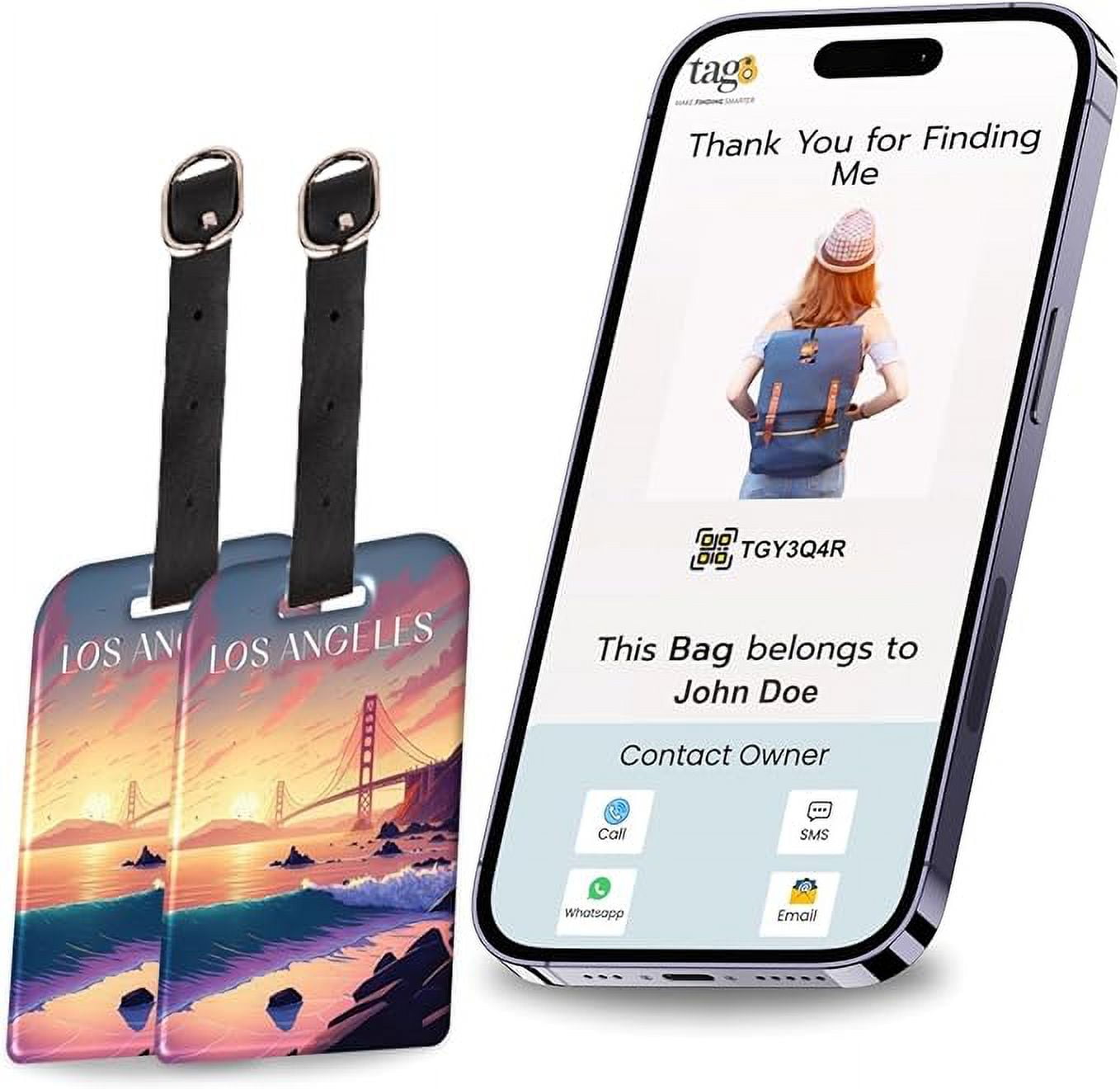 [Pack 2] tag8 Los Angeles City Smart Bag tag |Trendy Luggage tag ID ...