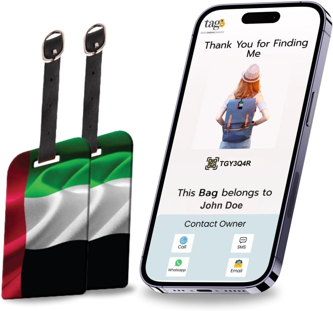 [Pack 2] tag8 UAE Flag Tag Smart Bag tag |Trendy Luggage tag ID ...