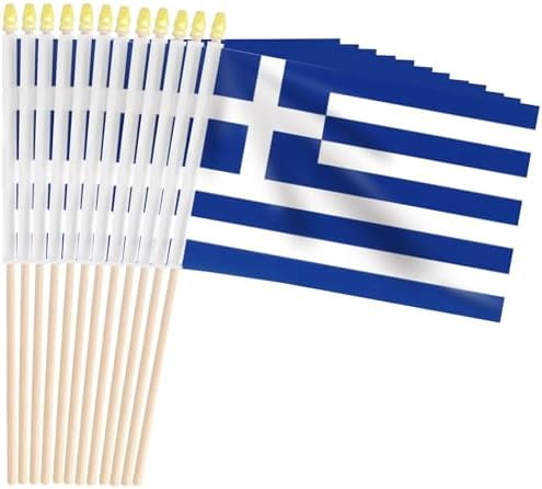 Pack of 20, Handheld Greece Flags 5x8 Inch – Small Greek Flags on ...