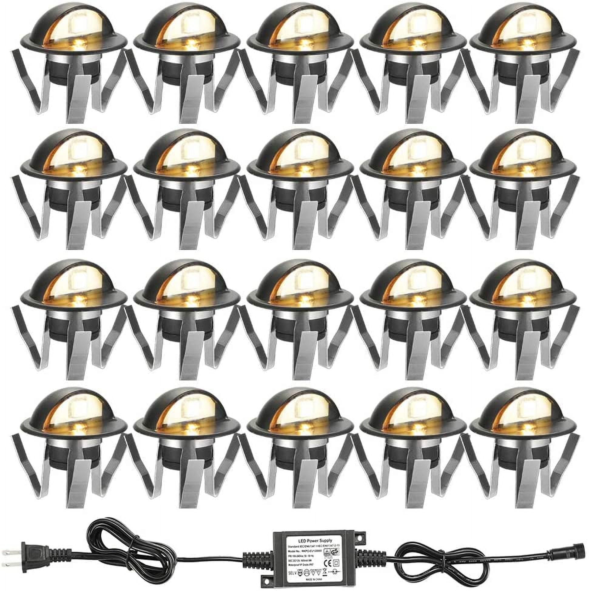 Pack of 20 Warm White Low Voltage LED Deck lights kit Φ1.38" Outdoor ...